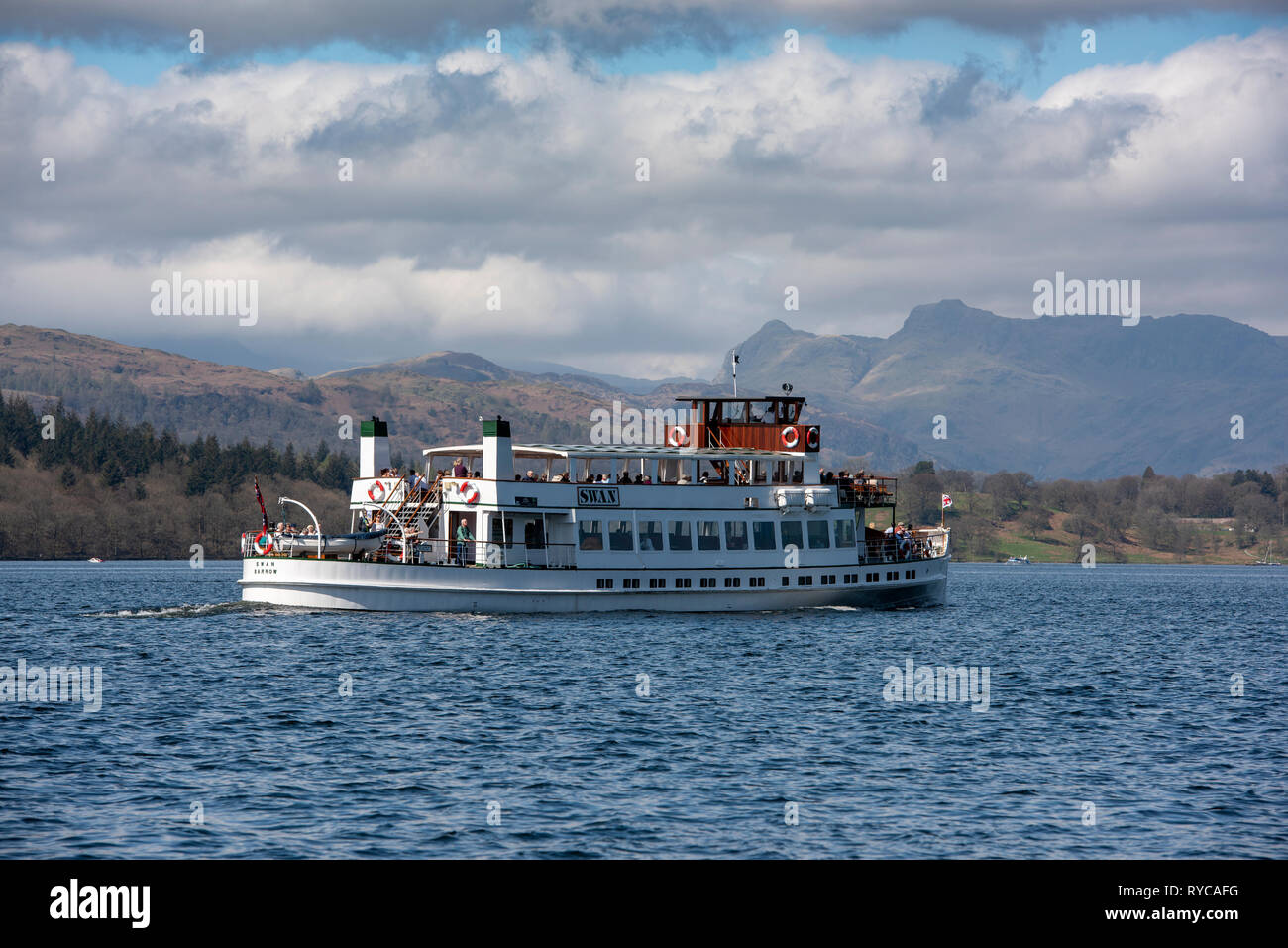 The Swan ferry on Lake Windermere, Windermere, Cumbria, Lake District ...