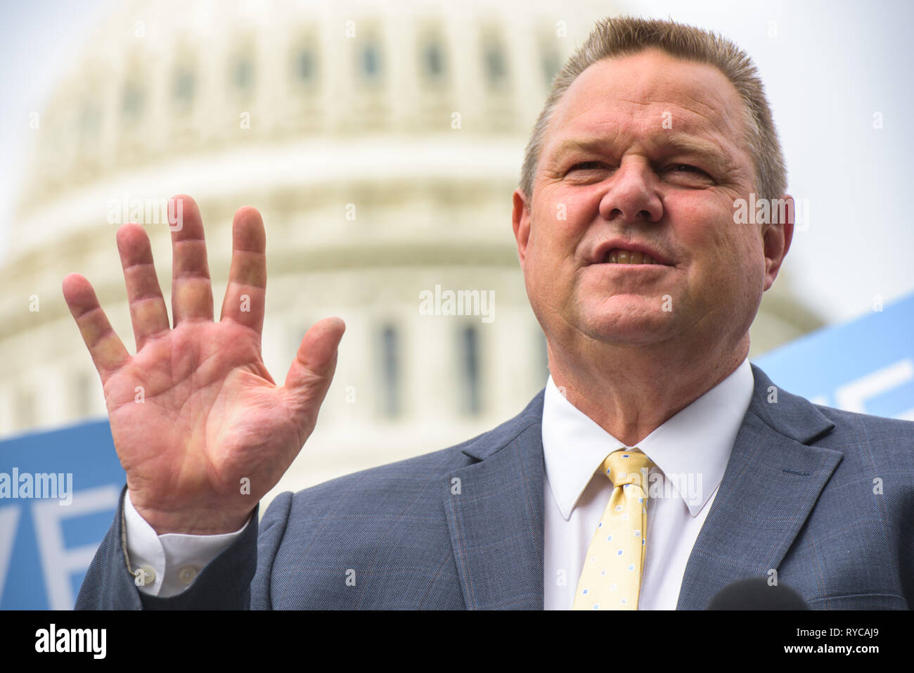 U.S. Senator Jon Tester of Montana during a press conference to discuss ...