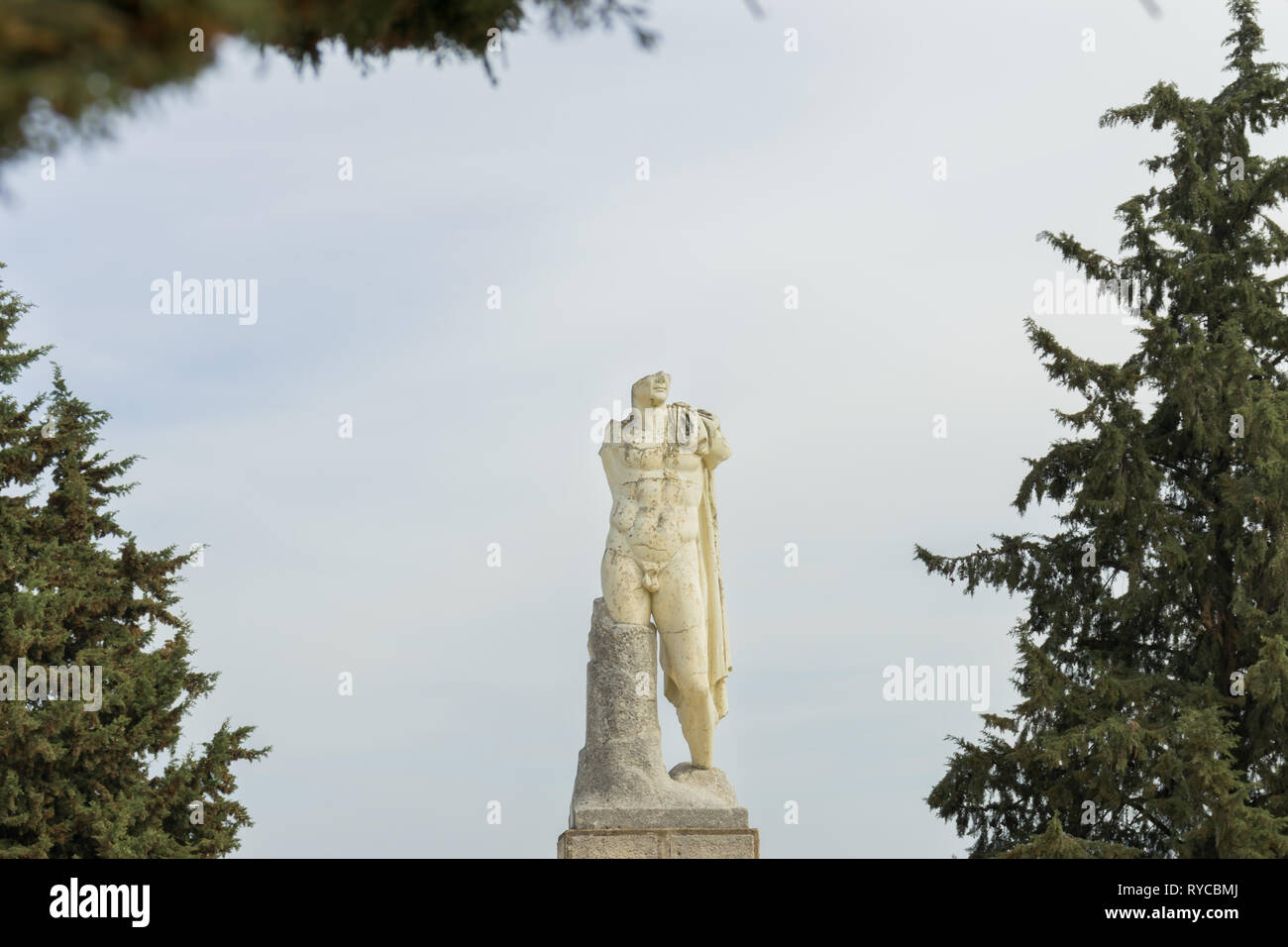 Replica of the heroic sculpture of Trajan in Itálica, Santiponce, Spain ...