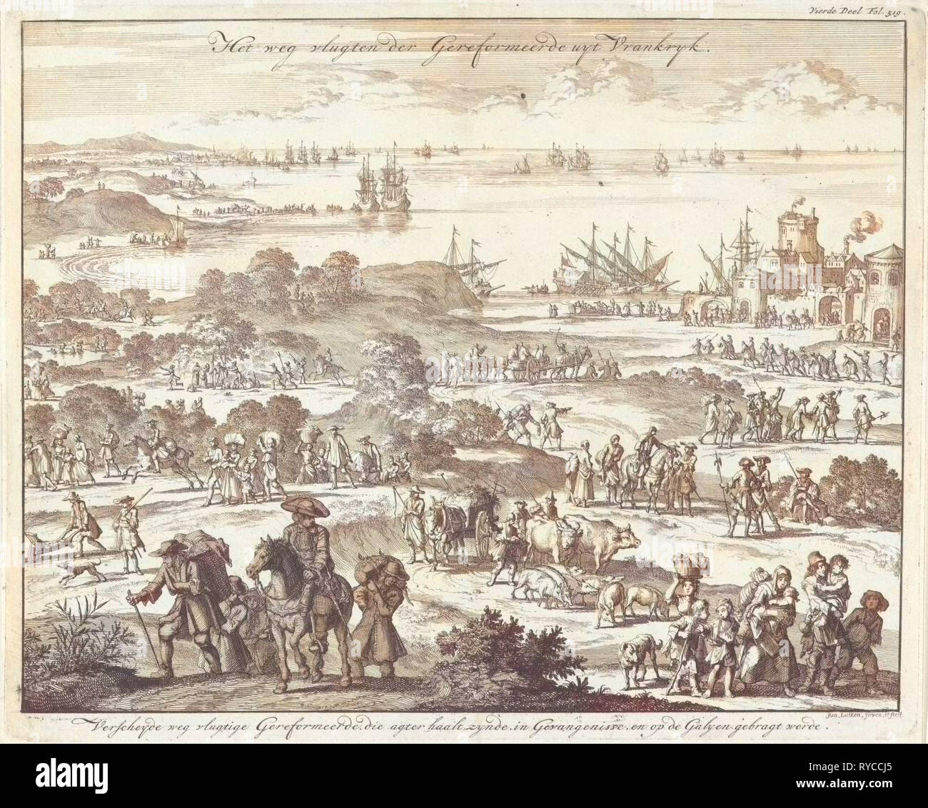 Protestants flee from France after the revocation of the Edict of ...