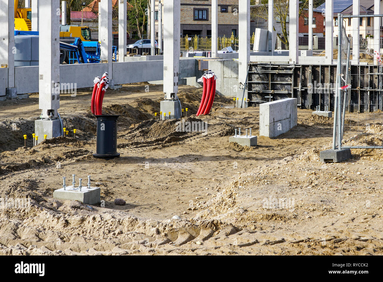 building a concrete foundation for a new shop building Stock Photo - Alamy