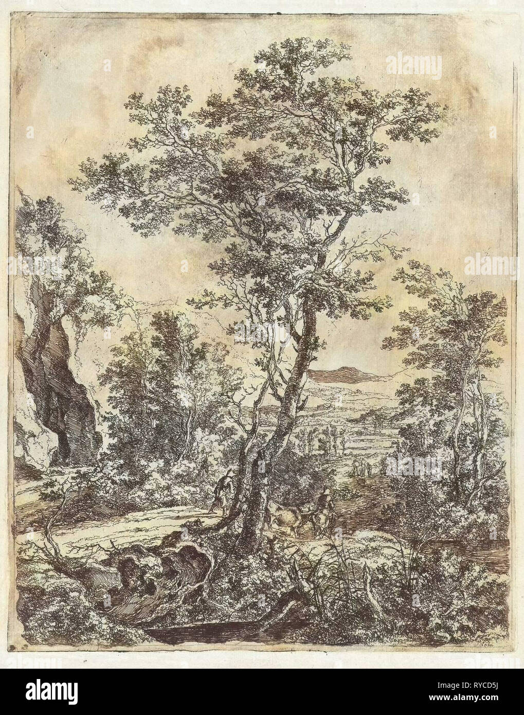 Landscape with a big tree, Jan Both, 1644 - 1652 Stock Photo - Alamy