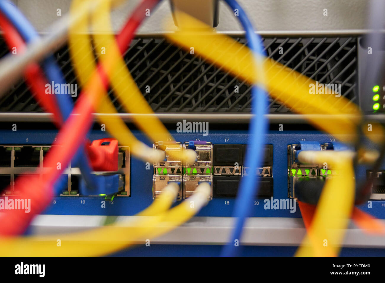 networkplugs in a data center Stock Photo - Alamy
