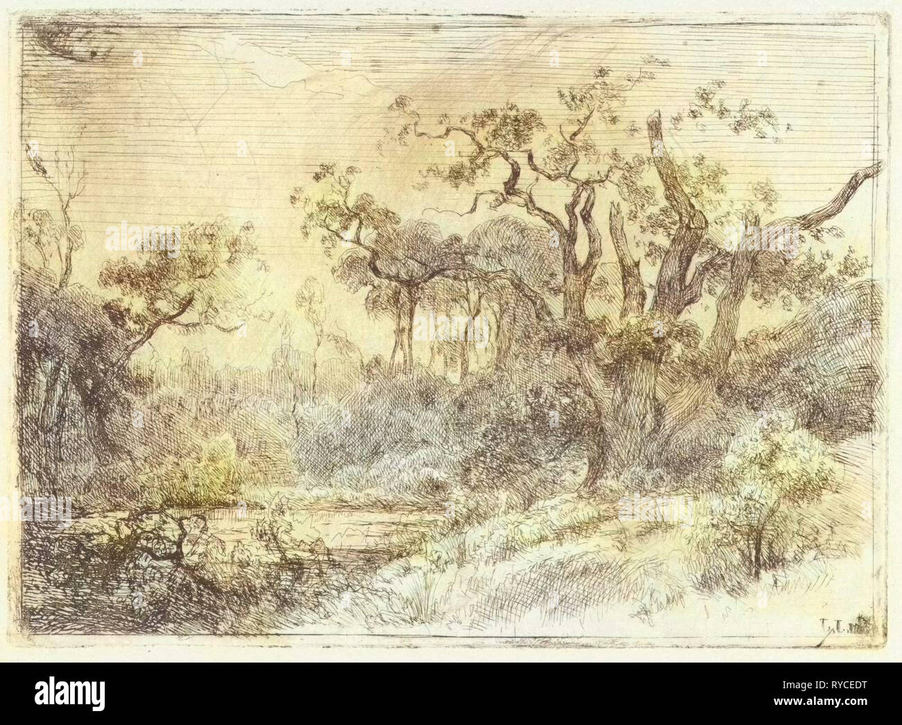 Landscape with half-dead tree, Julius Jacobus van de Sande Bakhuyzen ...