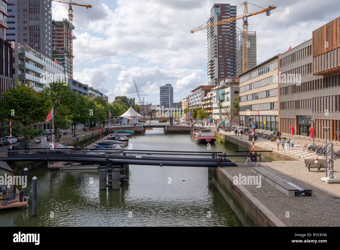 View on the Wijnhaven district, the high rise area in city center of ...