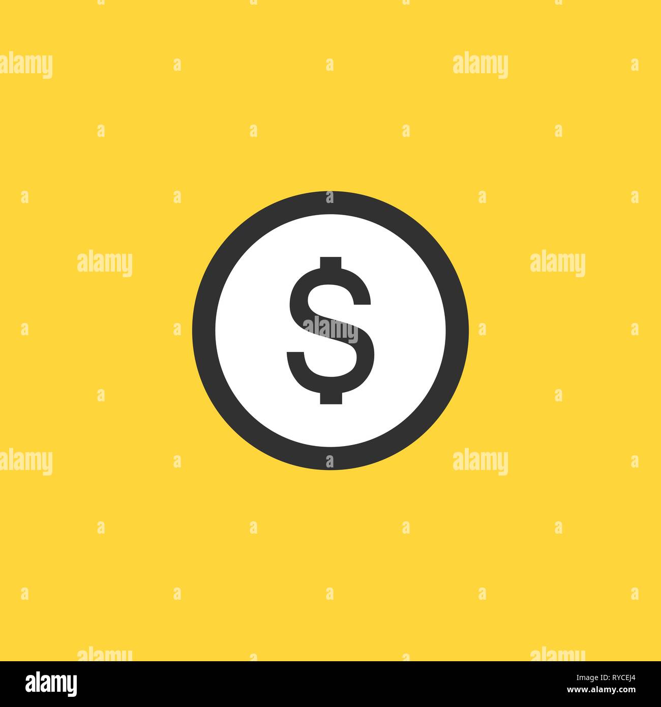 Money icon, dollar symbol in circle. cash or coin illustration ...
