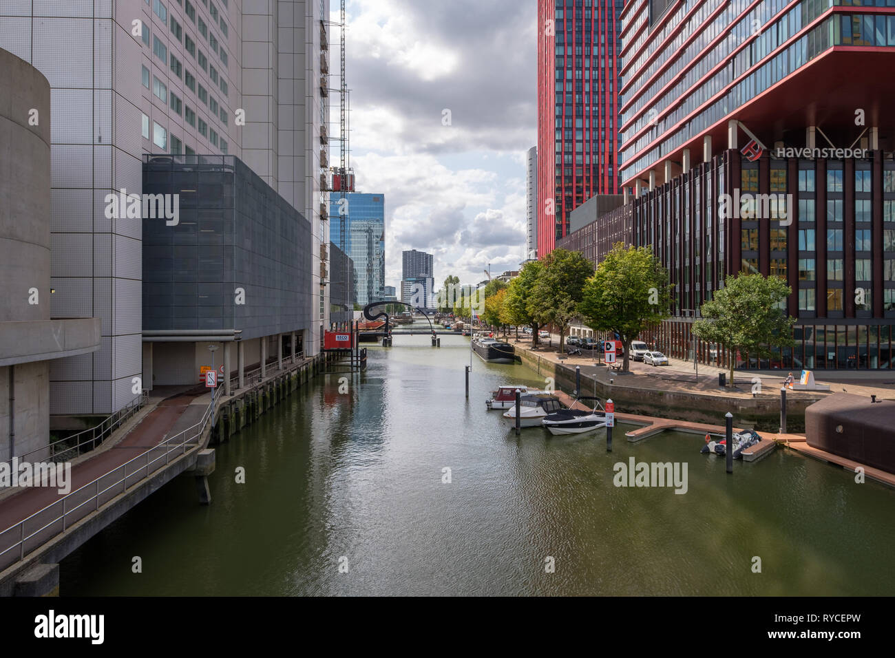 View on the Wijnhaven district, the high rise area in city center of ...