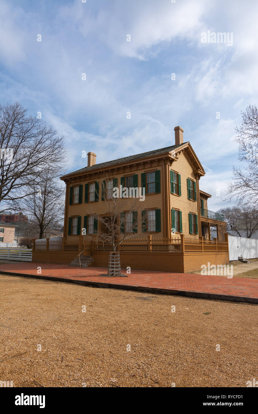 Springfield, Illinois, USA - March 10th, 2019. Abraham Lincoln home on ...