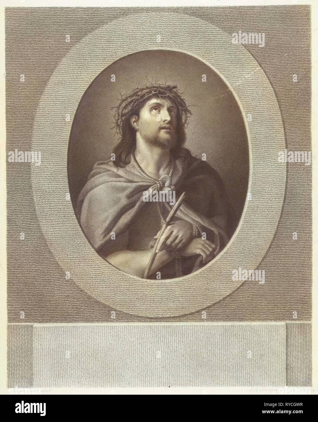 Christ handcuffed and wearing crown of thorns, print maker: Lambertus ...