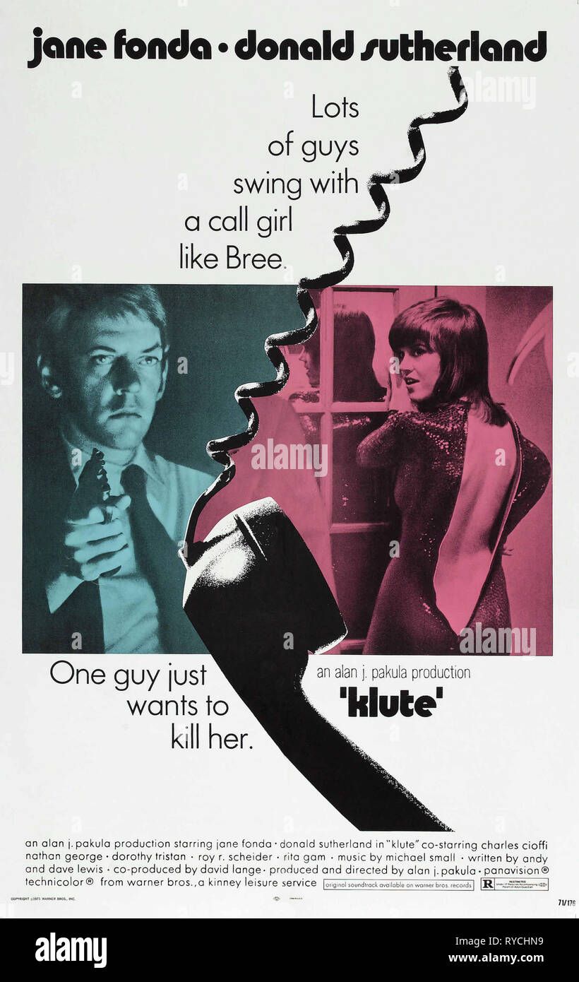 DONALD SUTHERLAND, JANE FONDA POSTER, KLUTE, 1971 Stock Photo - Alamy