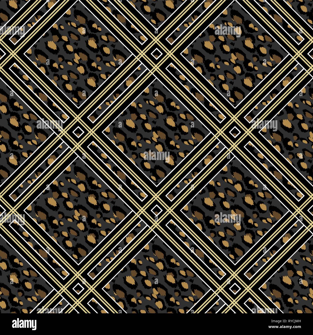 Seamless Faux Leopard Skin Pattern with black and brown spots. Vector ...