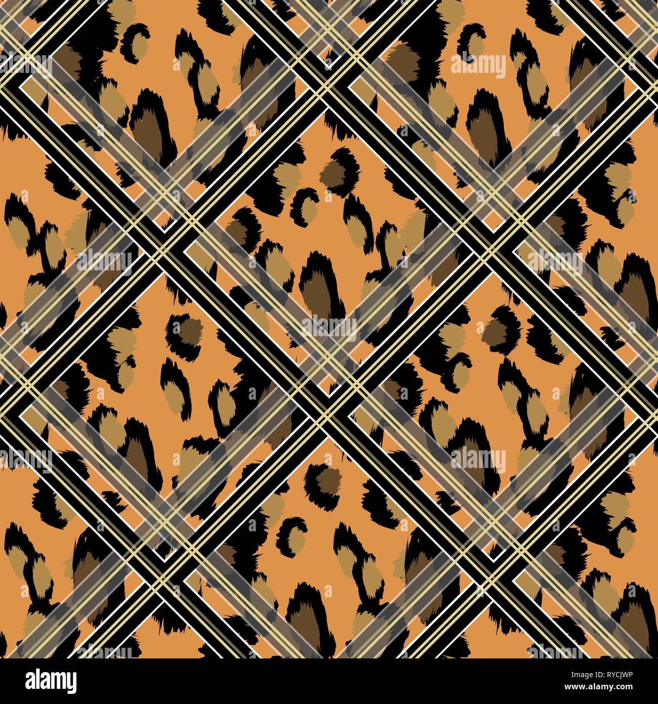 Seamless Faux Leopard Skin Pattern with black and brown spots. Vector ...