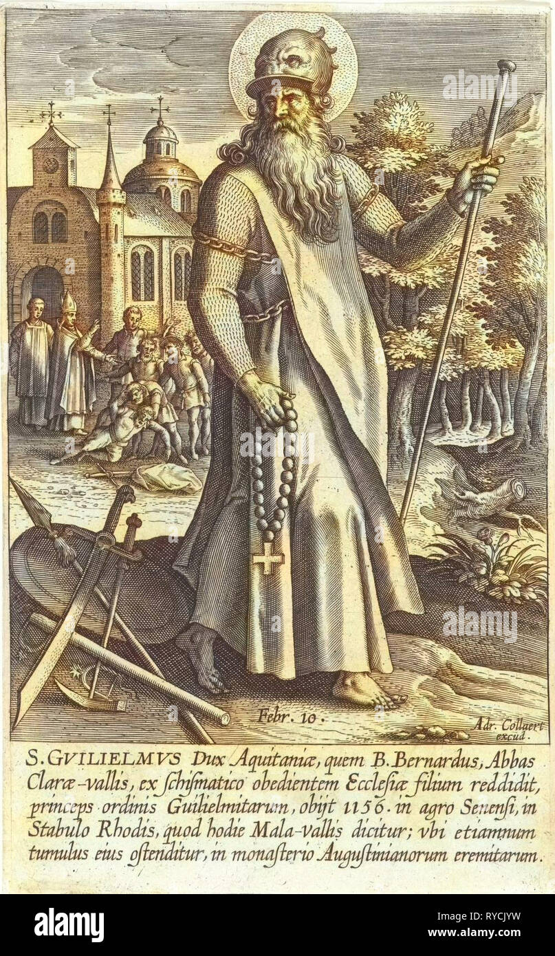 Saint William of Aquitaine, Adriaen Collaert, 1608 Stock Photo - Alamy