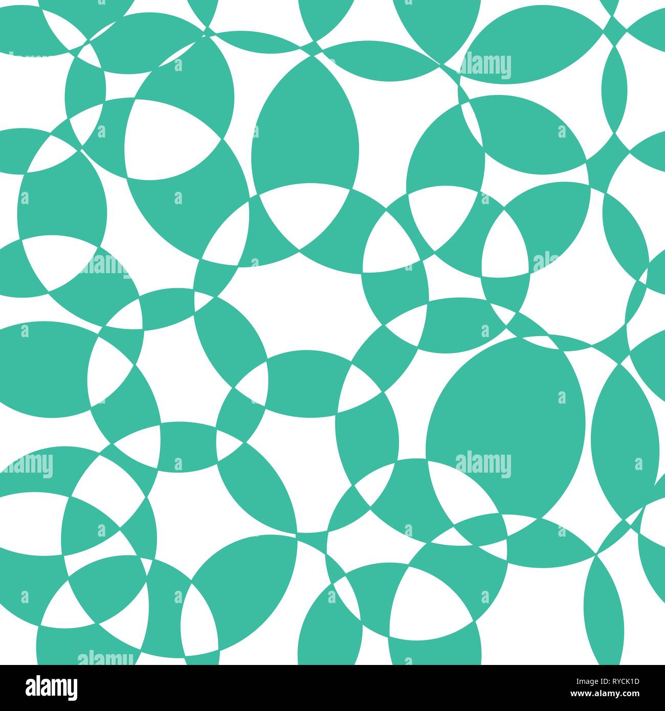 Abstract background teal intersecting circles seamless vector pattern ...