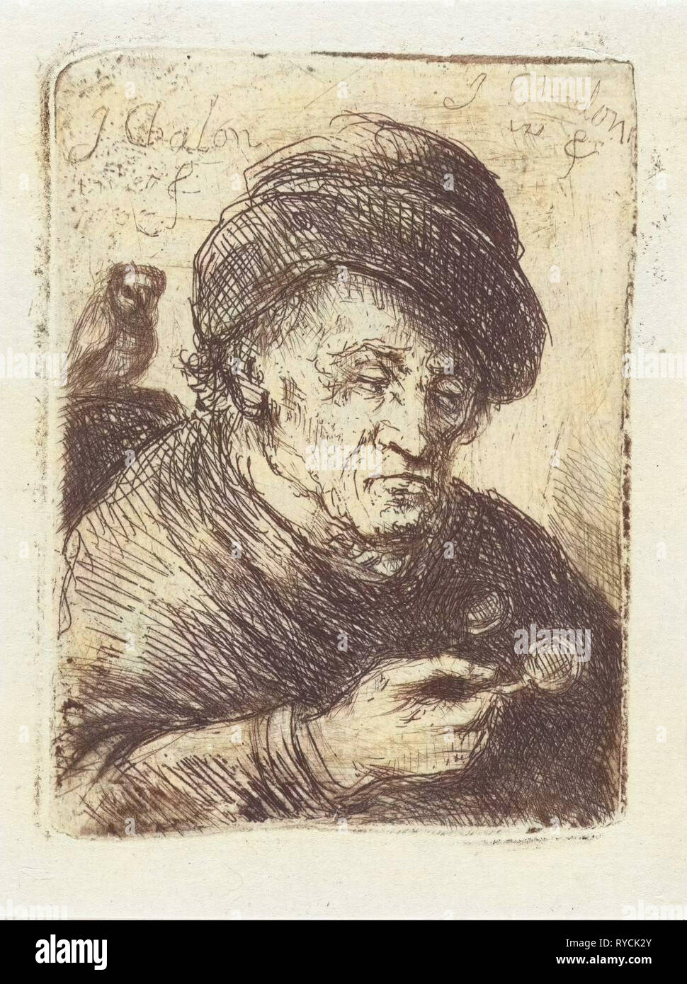 Old man, print maker: Jan Chalon, 1748 - 1795 Stock Photo - Alamy