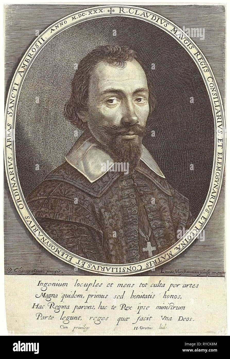 Portrait of Claude Maugis, Lucas Vorsterman (I), Hugo de Groot, 1630 ...