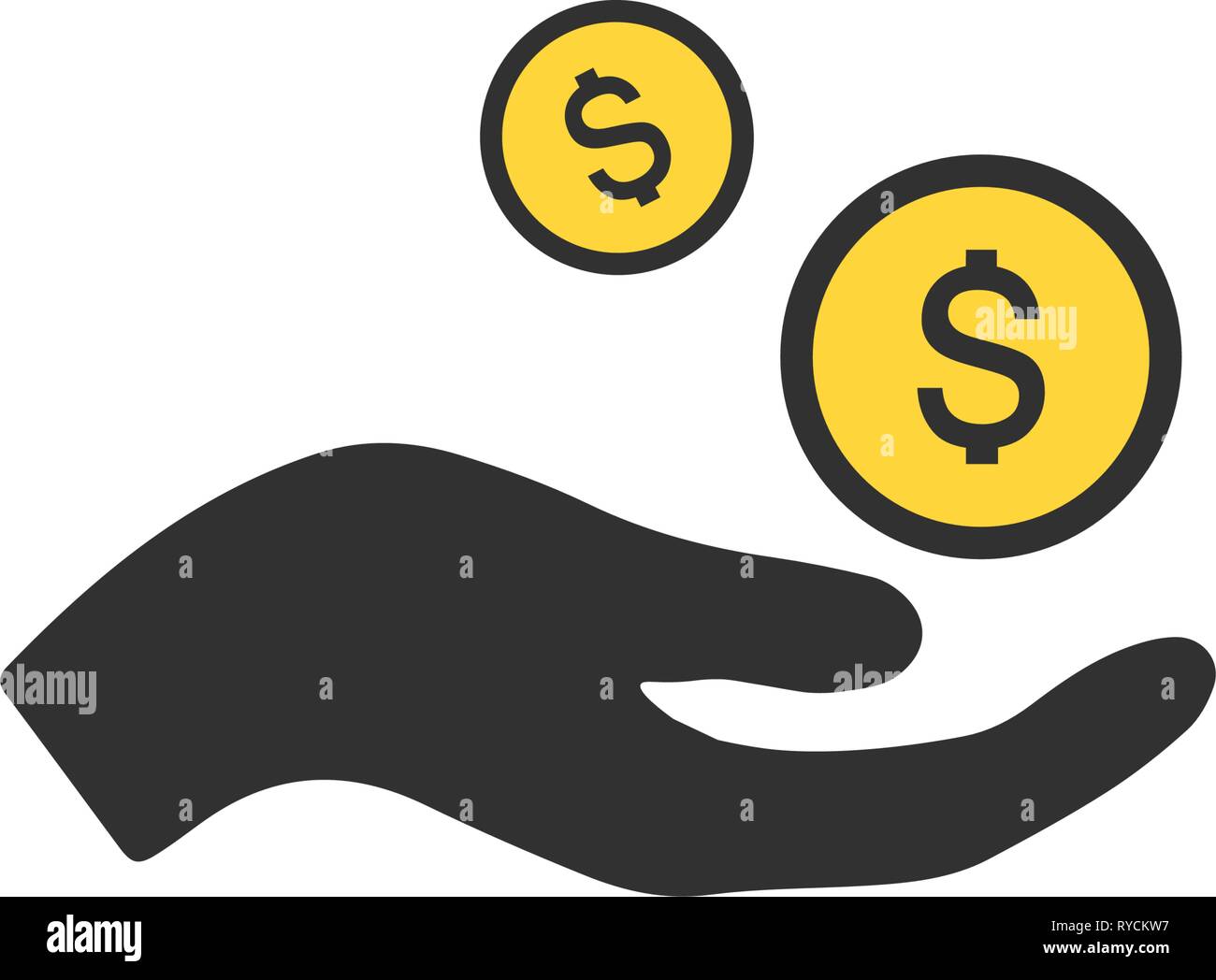 Earn money vector icon, salary symbol. Share hand or giving money ...