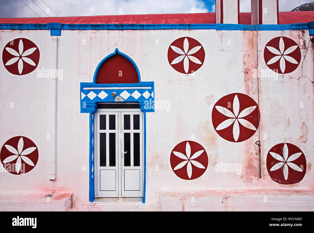 The colorful church of Kalami, a "ghost village" in Viannos county ...