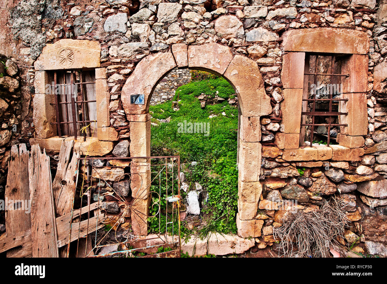 Abandonde house in Kalami, a "ghost village" in Viannos county, Crete ...