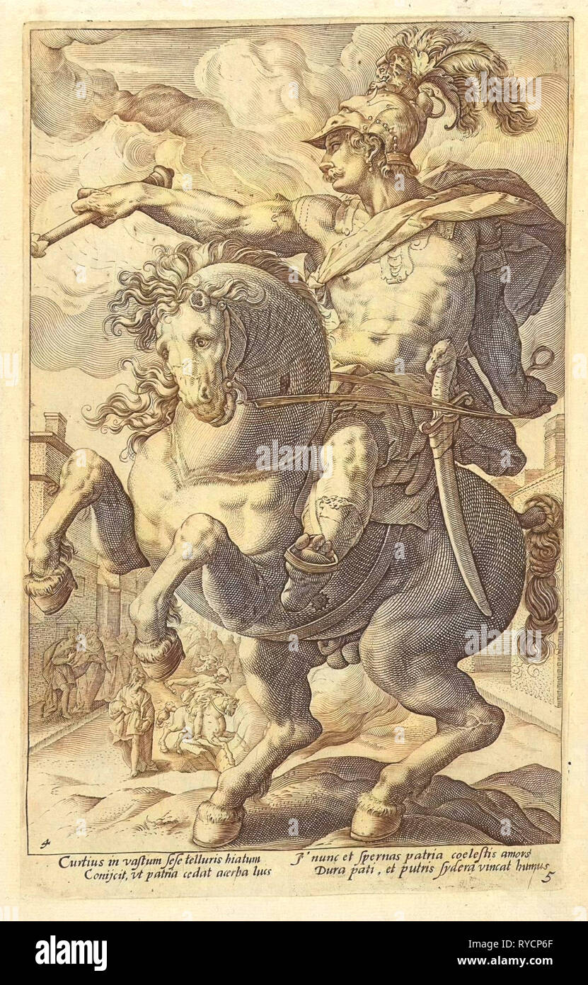 Marcus Curtius on horseback, Anonymous, Hendrick Goltzius, Franco ...