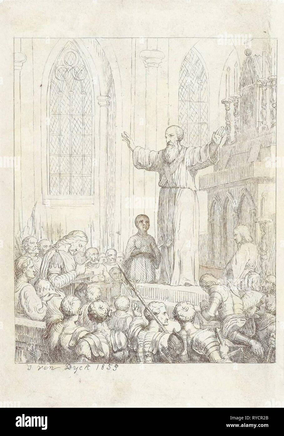 Appointment of Bernulfus bishop of Utrecht, print maker: Jacobus van ...