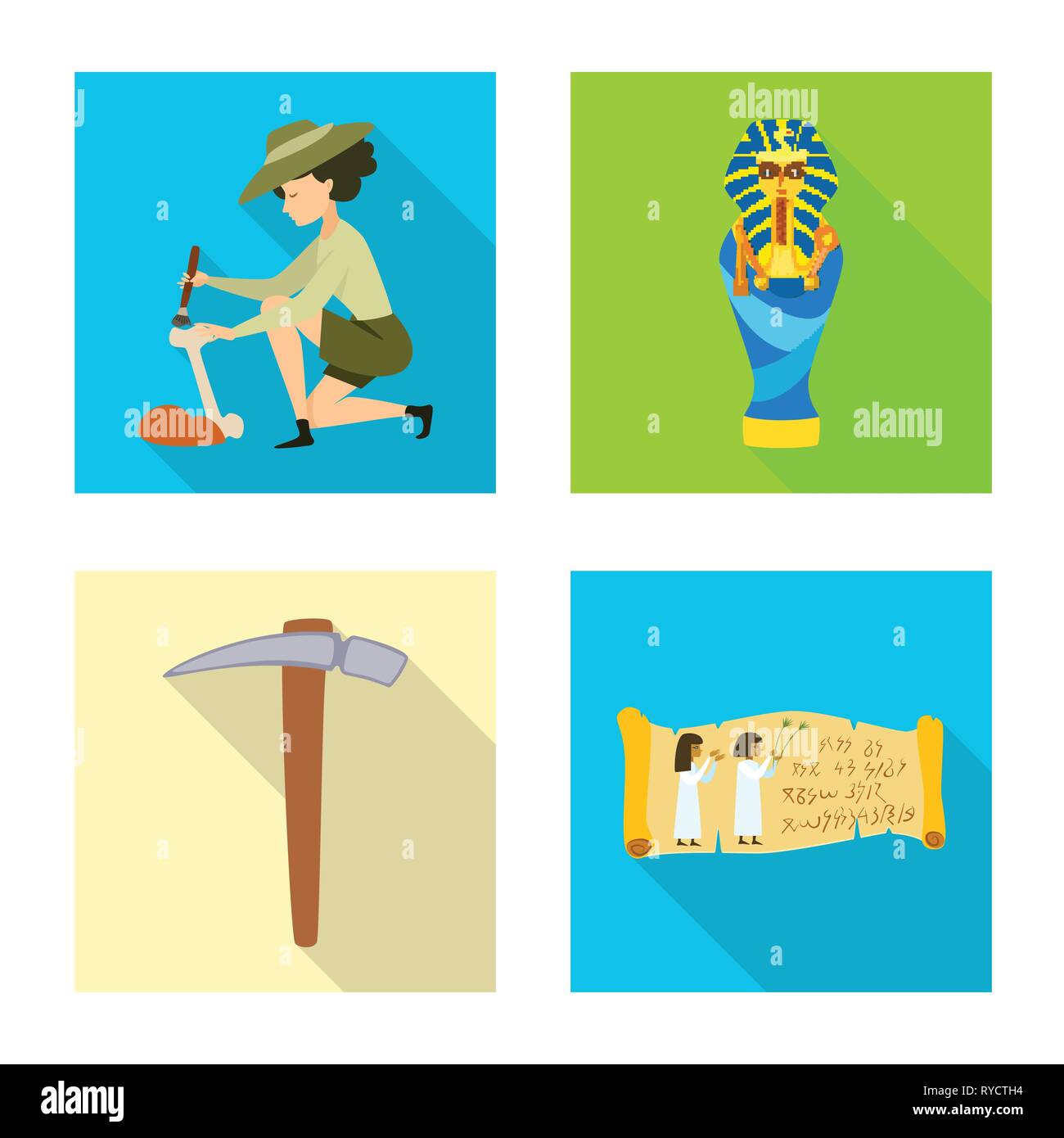 archaeologist,sarcophagus,pickaxe,scroll,girl,pharaoh,pick,papyrus ...