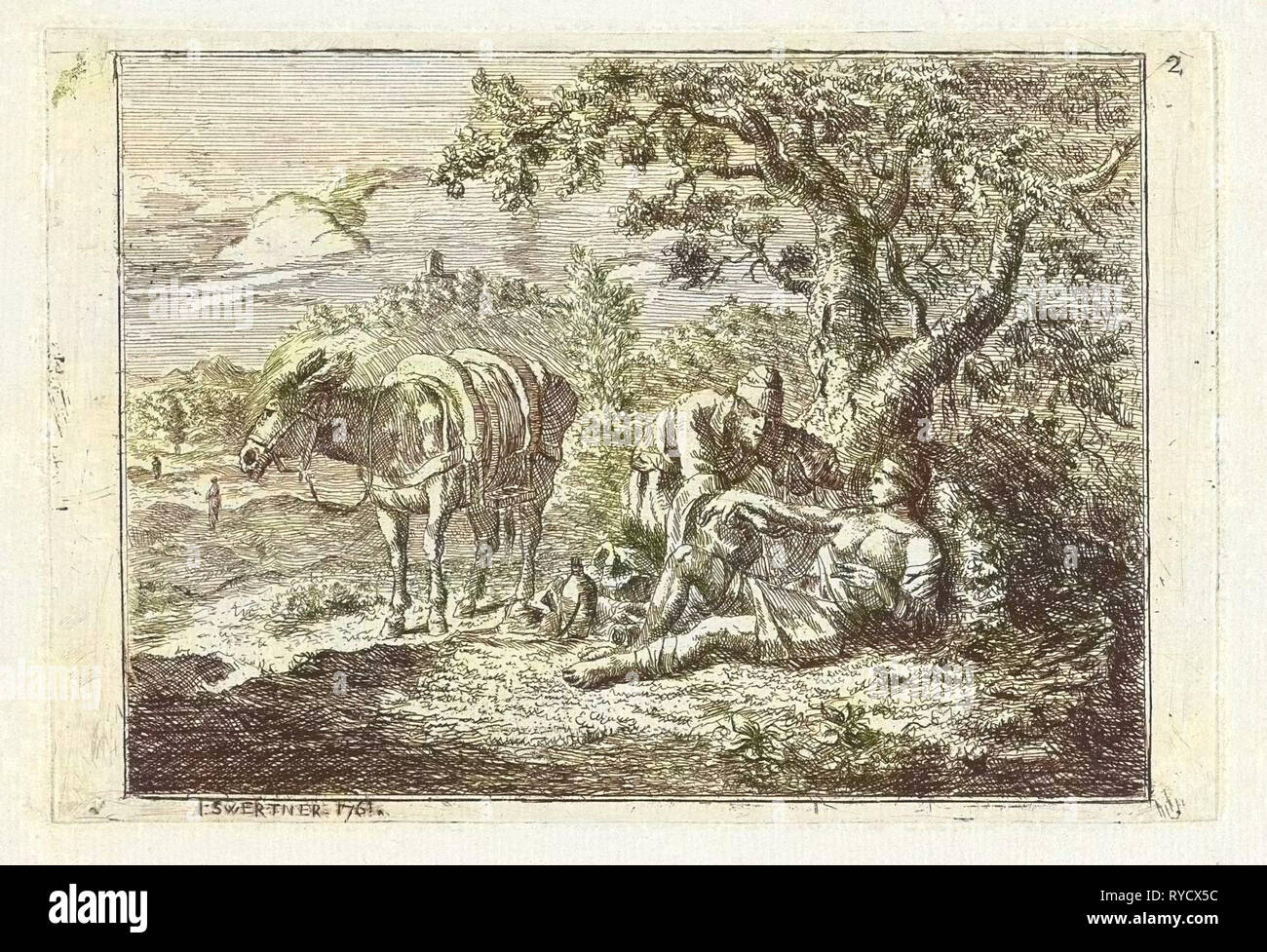 The Good Samaritan, Johannes Swertner, 1761 Stock Photo - Alamy