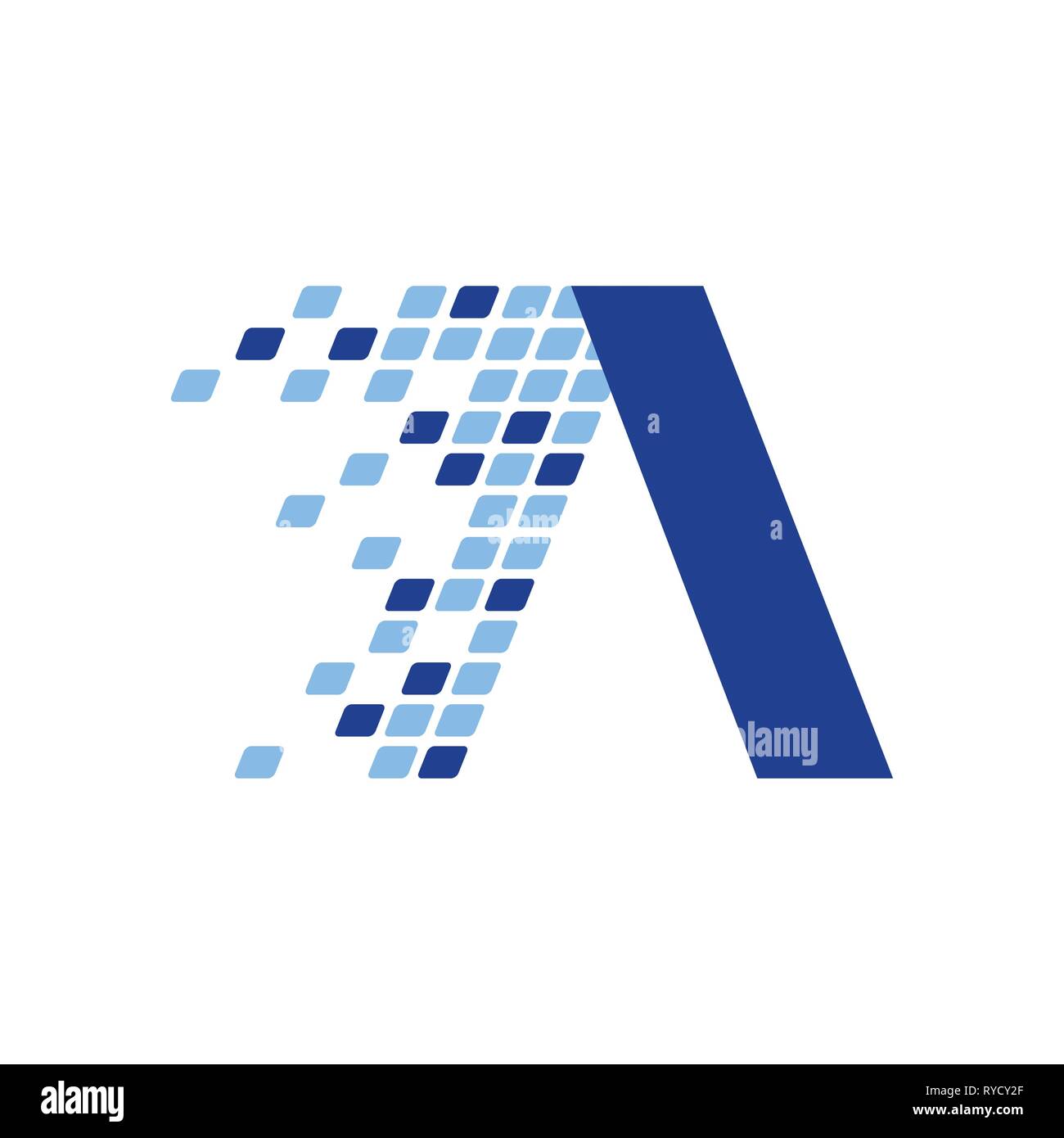 Initial A Letter Digital Data Fragment Movement Vector Symbol Graphic ...
