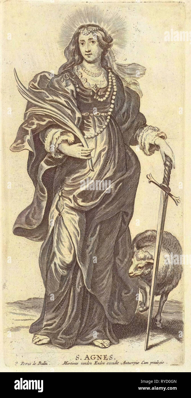 Saint Agnes with lamb and sword, Pieter de Bailliu (I), 1623 - 1660 ...
