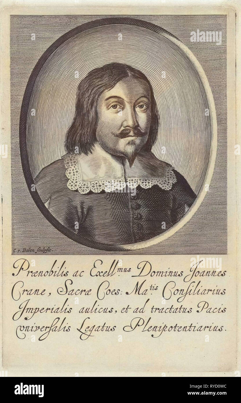 Portrait of Johann Krane, Cornelis van Dalen (I), 1612 - 1665 Stock ...