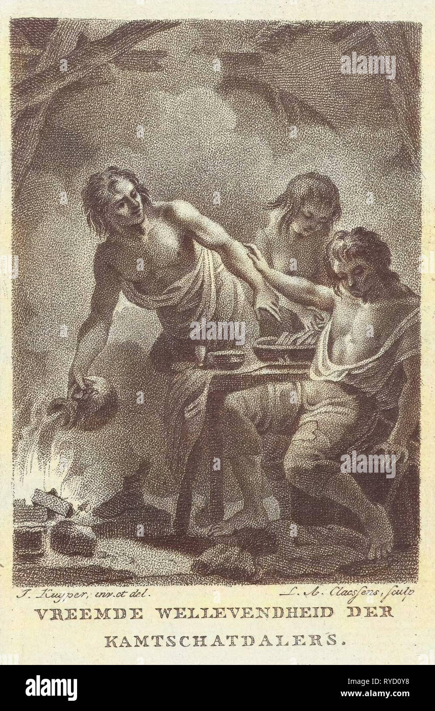 Locals on the island of Kamchatka receives guests in their home, print ...