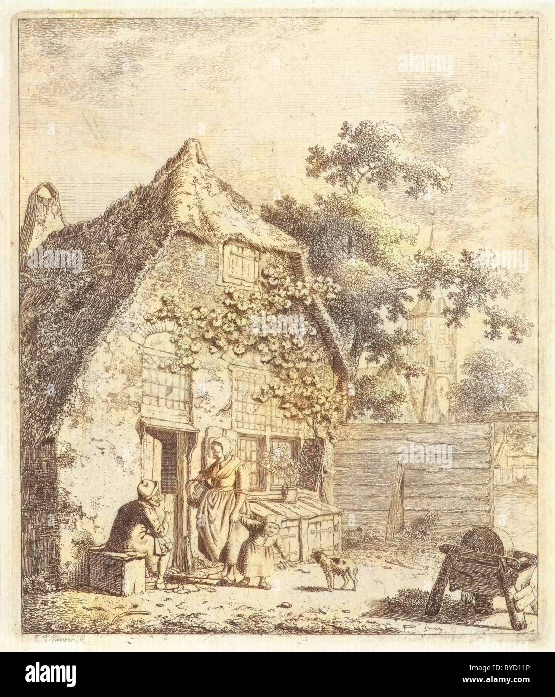 Farmers in conversation at the farm, Johannes Christiaan Janson, 1778 ...