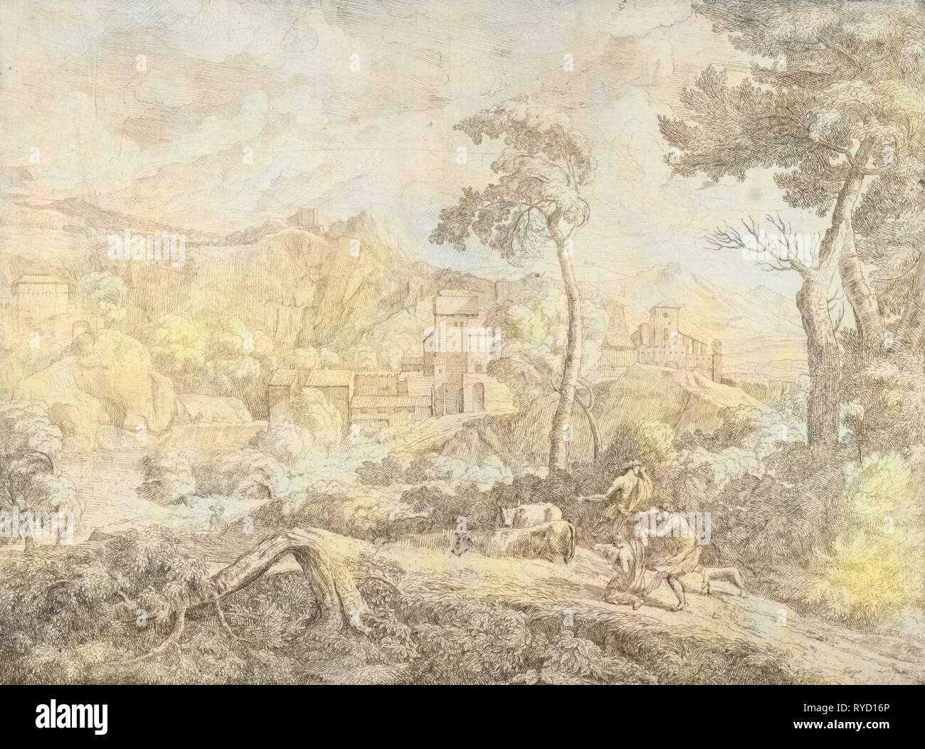 Three shepherds in a storm, Johannes Gottlieb Glauber, 1666 - 1703 ...