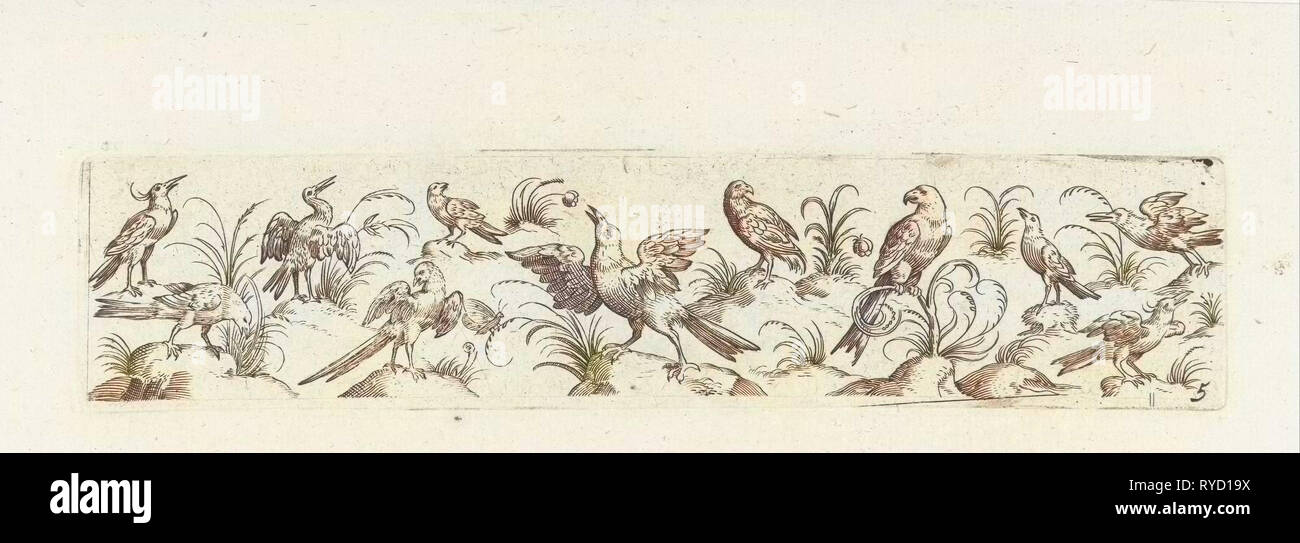 Frieze eleven birds and insect, Pieter Serwouters, Hans Collaert (I ...