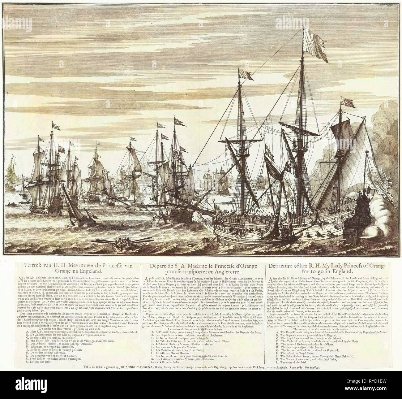 Departure of the Princess of Orange to England, 1689, Johannes Jacobsz ...