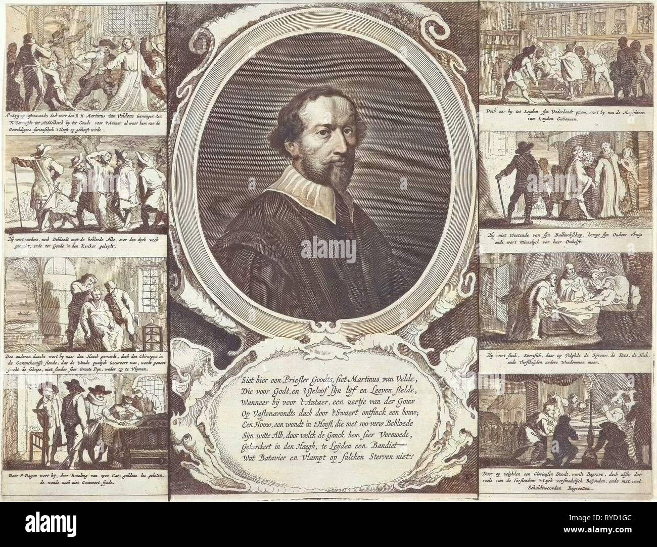 Portrait of priest Martinus van Velden, 1639, Theodor Matham, 1639 ...