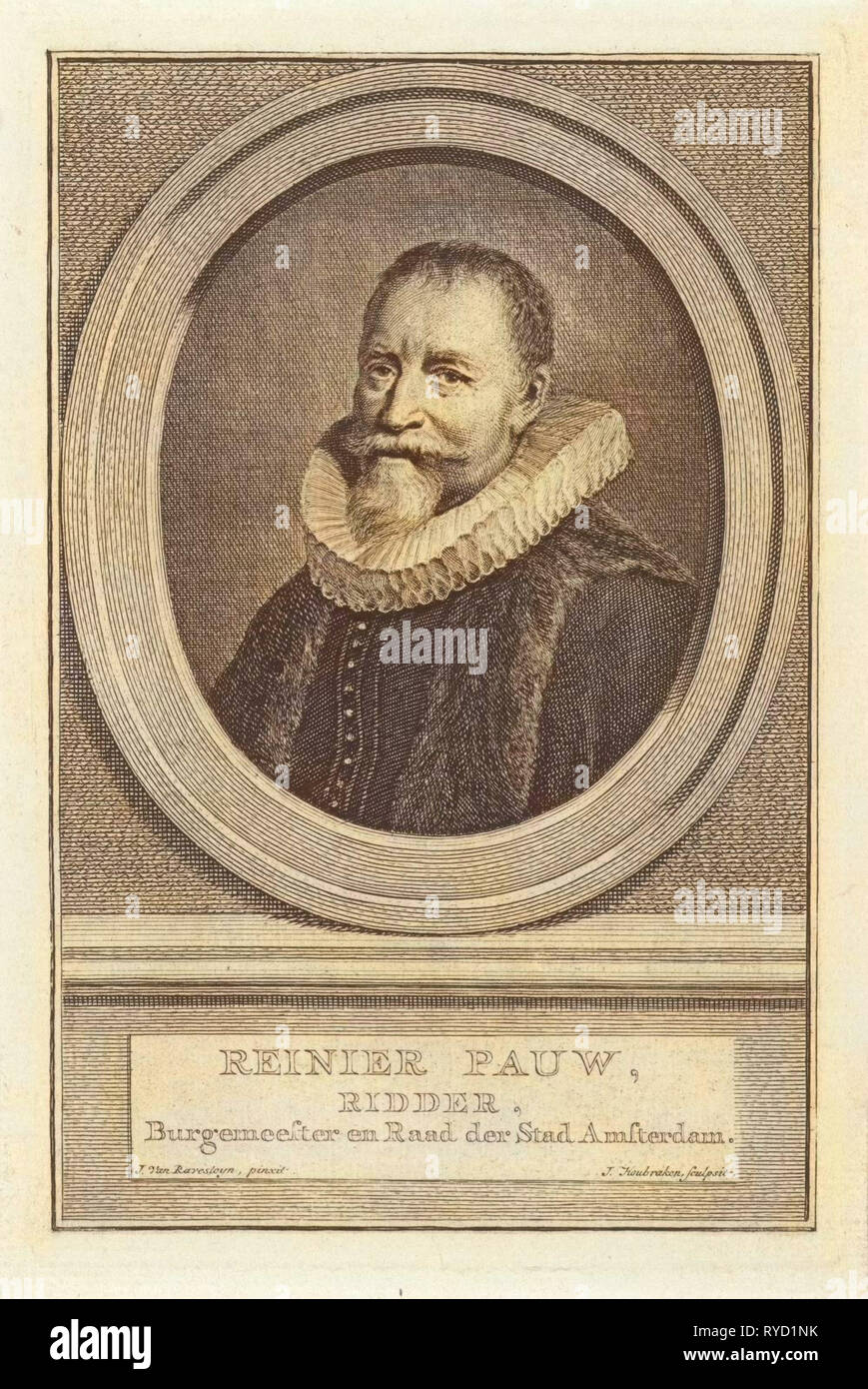 Portrait of Reynier Pauw Adriaensz, Jacob Houbraken, 1749 - 1759 Stock ...