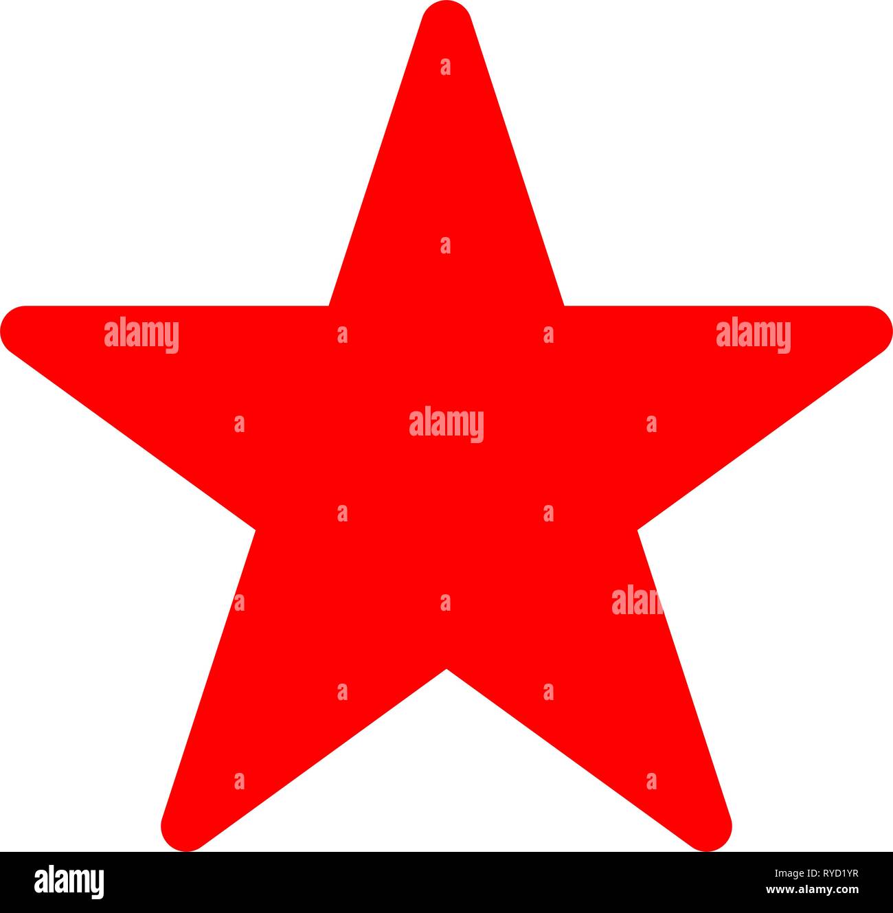 Star symbol icon - red simple, 5 pointed rounded, isolated - vector ...