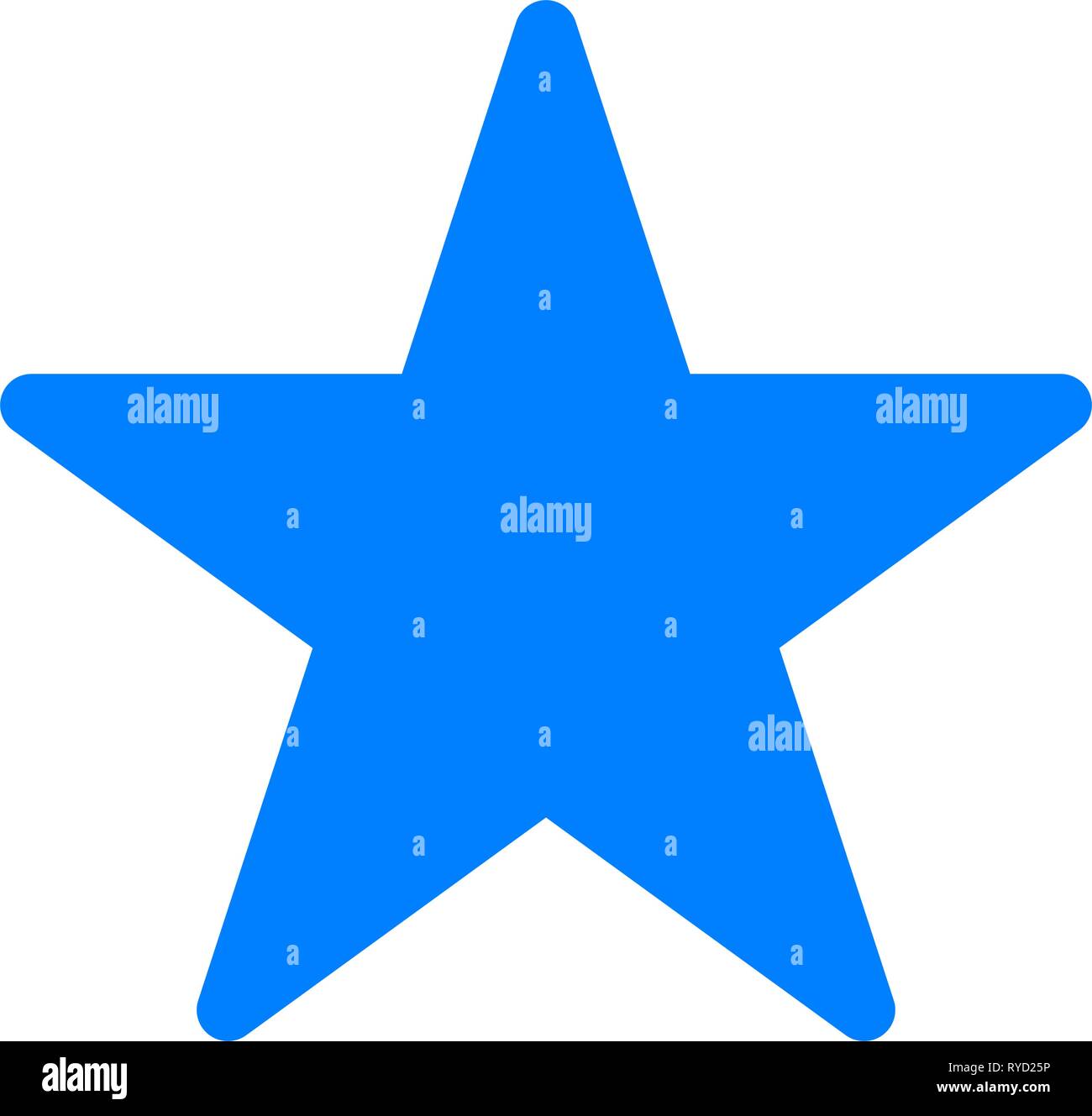 Star symbol icon - blue simple, 5 pointed rounded, isolated - vector ...