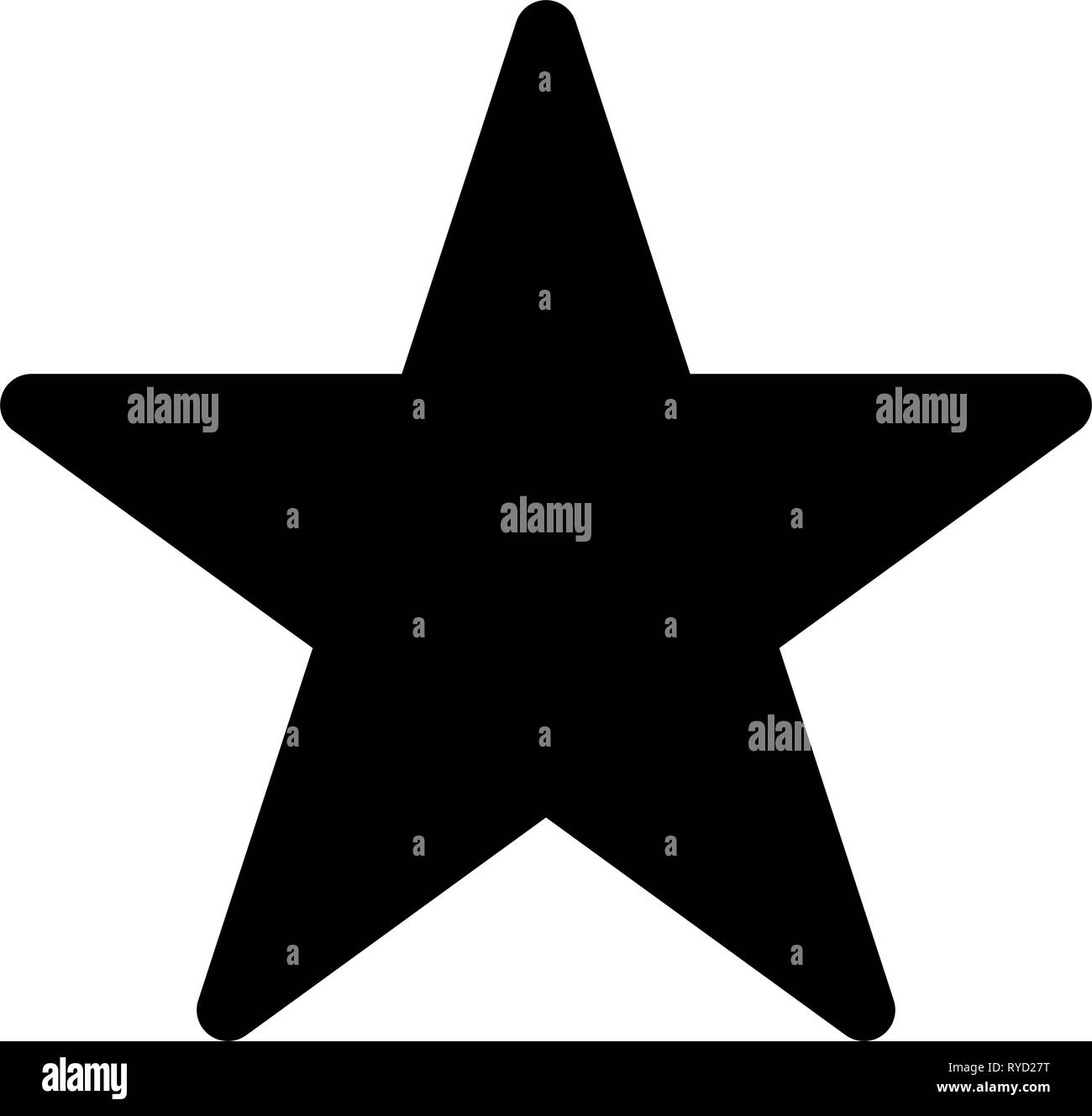 Star symbol icon - black simple, 5 pointed rounded, isolated - vector ...