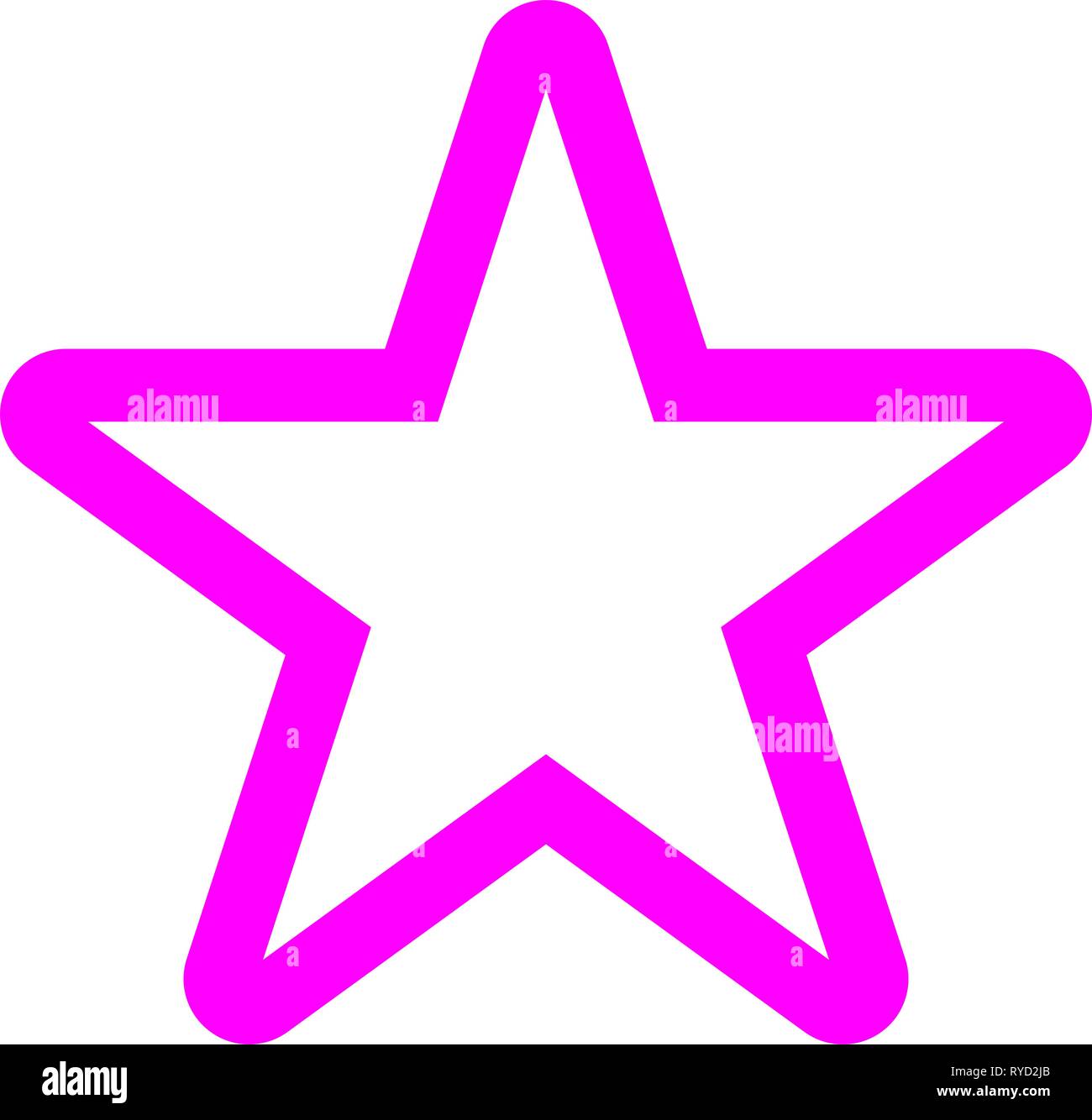 Star symbol icon - purple simple outline, 5 pointed rounded, isolated ...