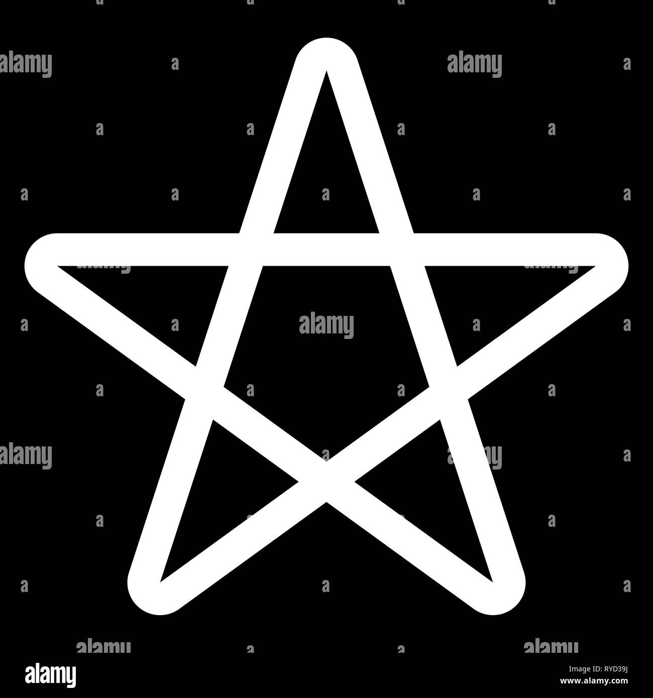 Star symbol icon - white simple outline, 5 pointed rounded, isolated ...