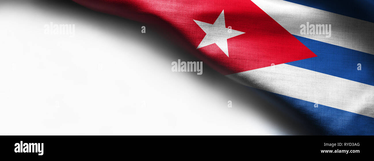 Fabric texture flag of Cuba on white background - right top corner ...