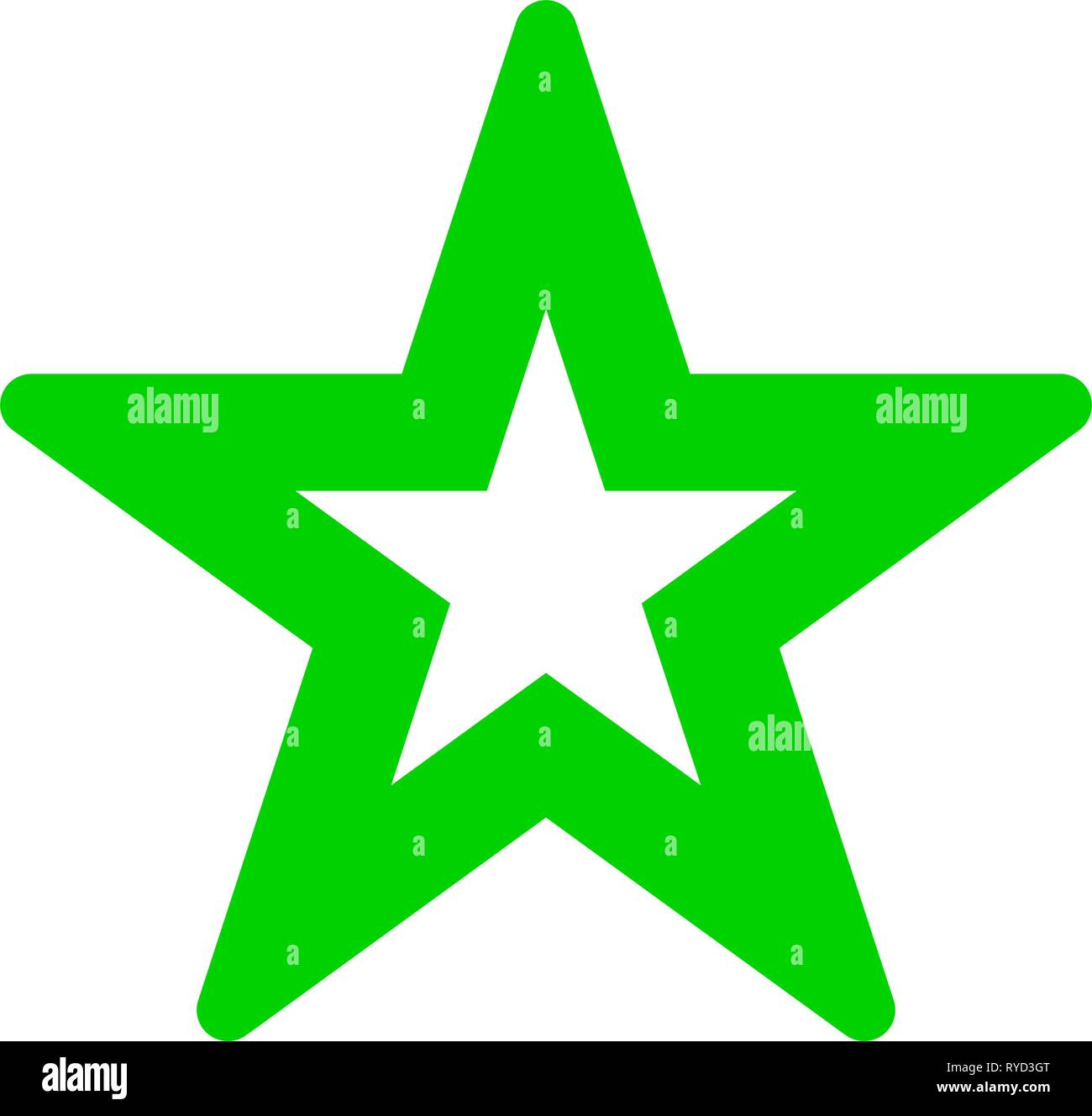 Star symbol icon - green simple hollow, 5 pointed rounded, isolated ...