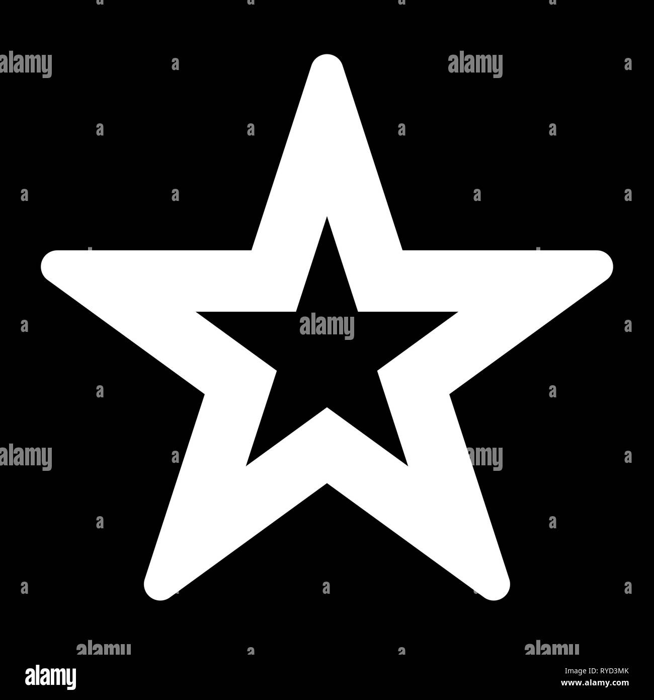 Star symbol icon - white simple hollow, 5 pointed rounded, isolated ...