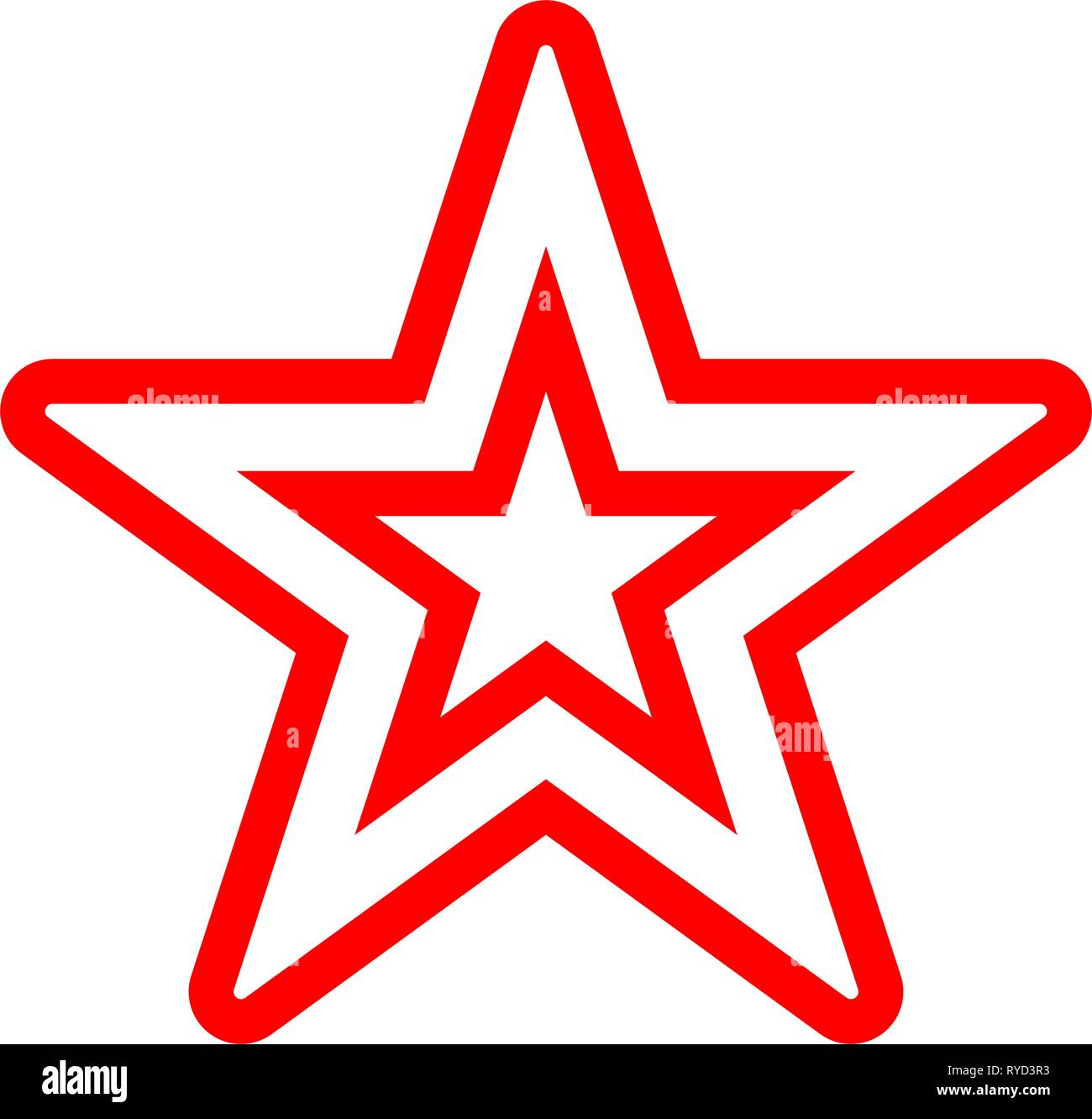 Star symbol icon - red simple hollow outline, 5 pointed rounded ...