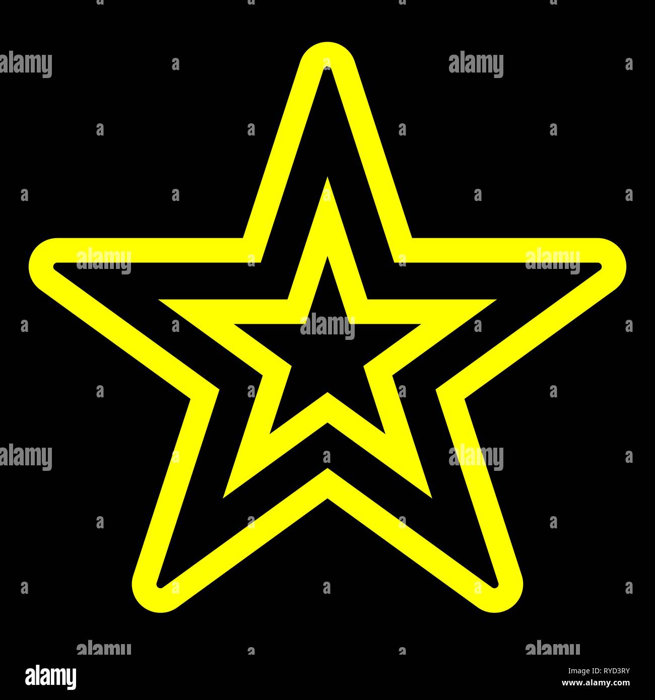Star symbol icon - yellow simple hollow outline, 5 pointed rounded ...
