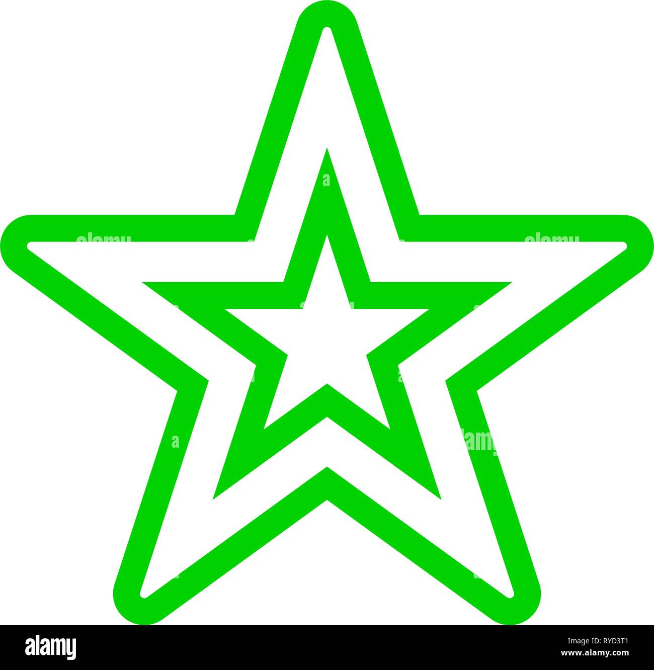 Star symbol icon - green simple hollow outline, 5 pointed rounded ...