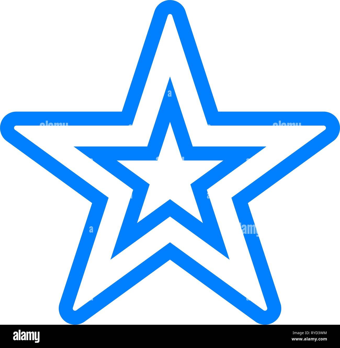 Star symbol icon - blue simple hollow outline, 5 pointed rounded ...