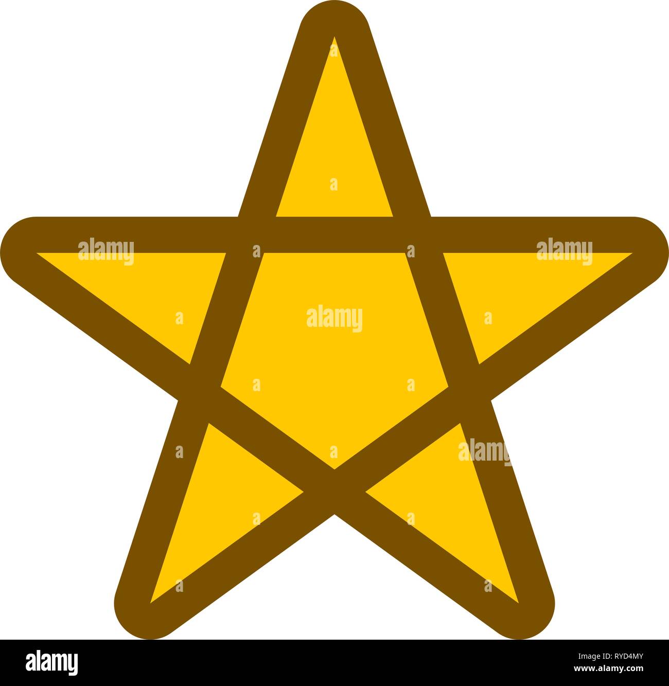Star symbol icon - golden simple with outline, 5 pointed rounded ...